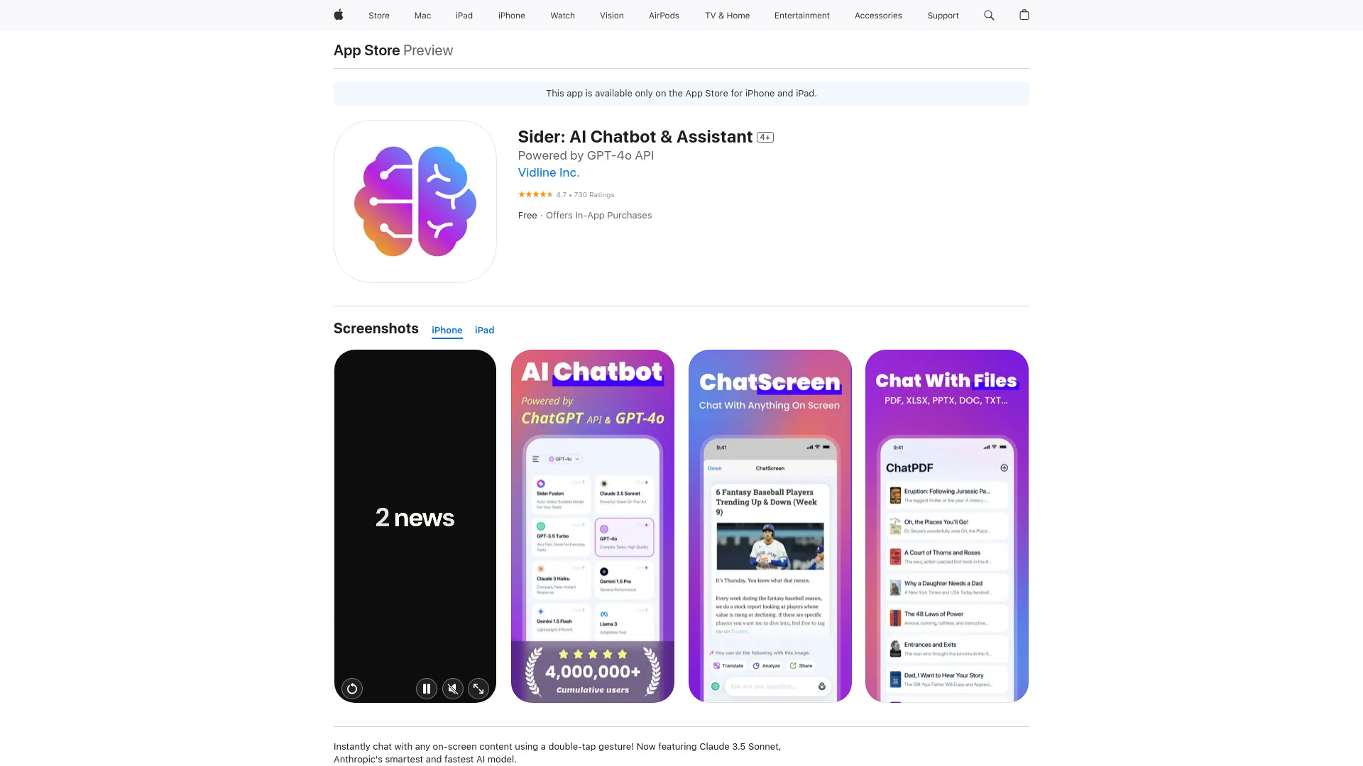 ChatScreen: iOS 用 Sider 2.0 - 最新の製品情報、最新の価格とオプション 2025 - GptDemo.Net
