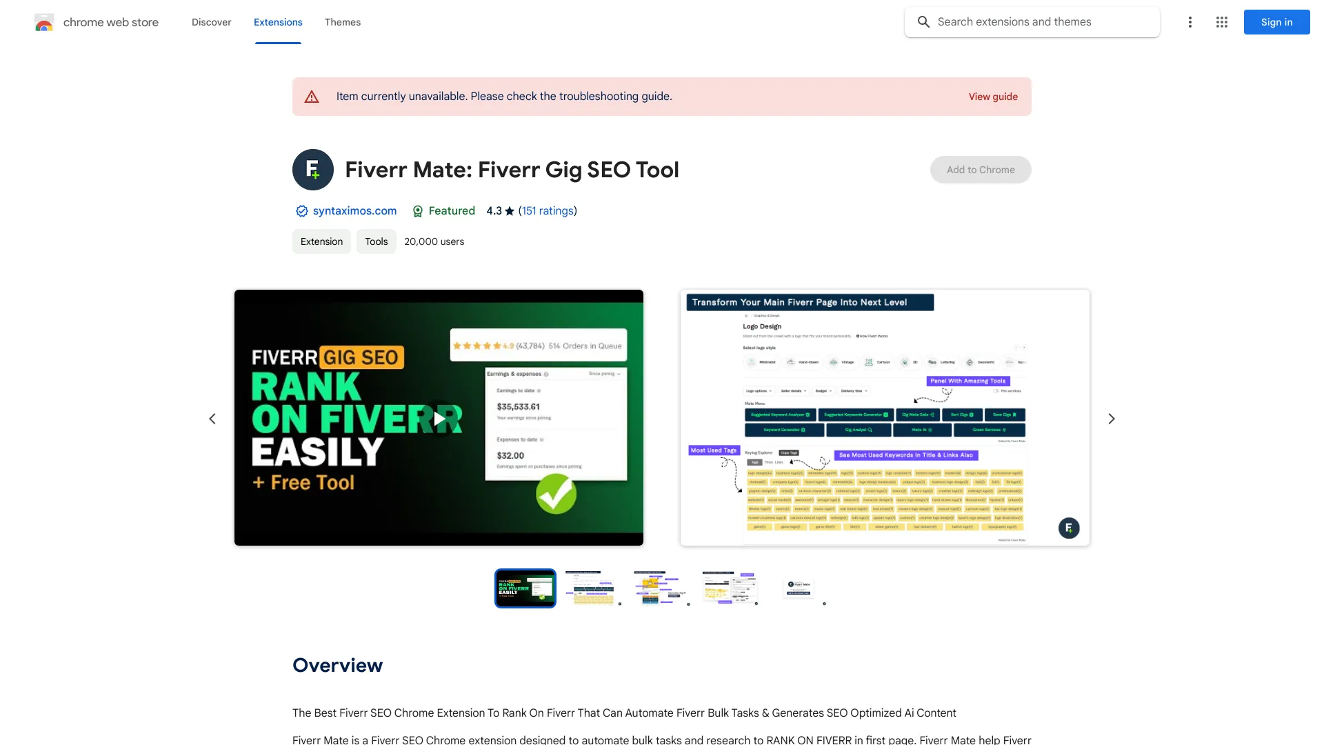 Fiverr Mate: Fiverr Gig SEO 도구 - 최신 제품 정보, 최신 가격 및 옵션 2025 - GptDemo.Net