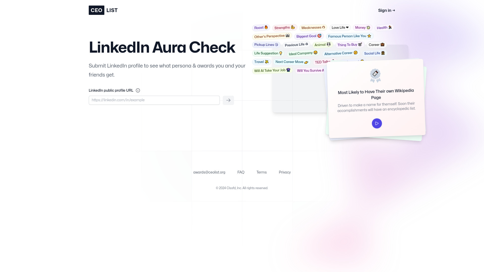 LinkedIn Aura Check - 최신 제품 정보, 최신 가격 및 옵션 2025 - GptDemo.Net